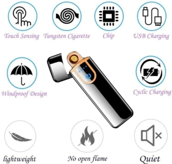 USB Charging Lighter New Rechargeable Smoking Accessories Lighters Smokeless Rechargeable Smoking Accessories Windproof Flameless Pocket LighterSales Package 1 PACK OF FINGER TOUCH LIGHTER.Brand MITTA...