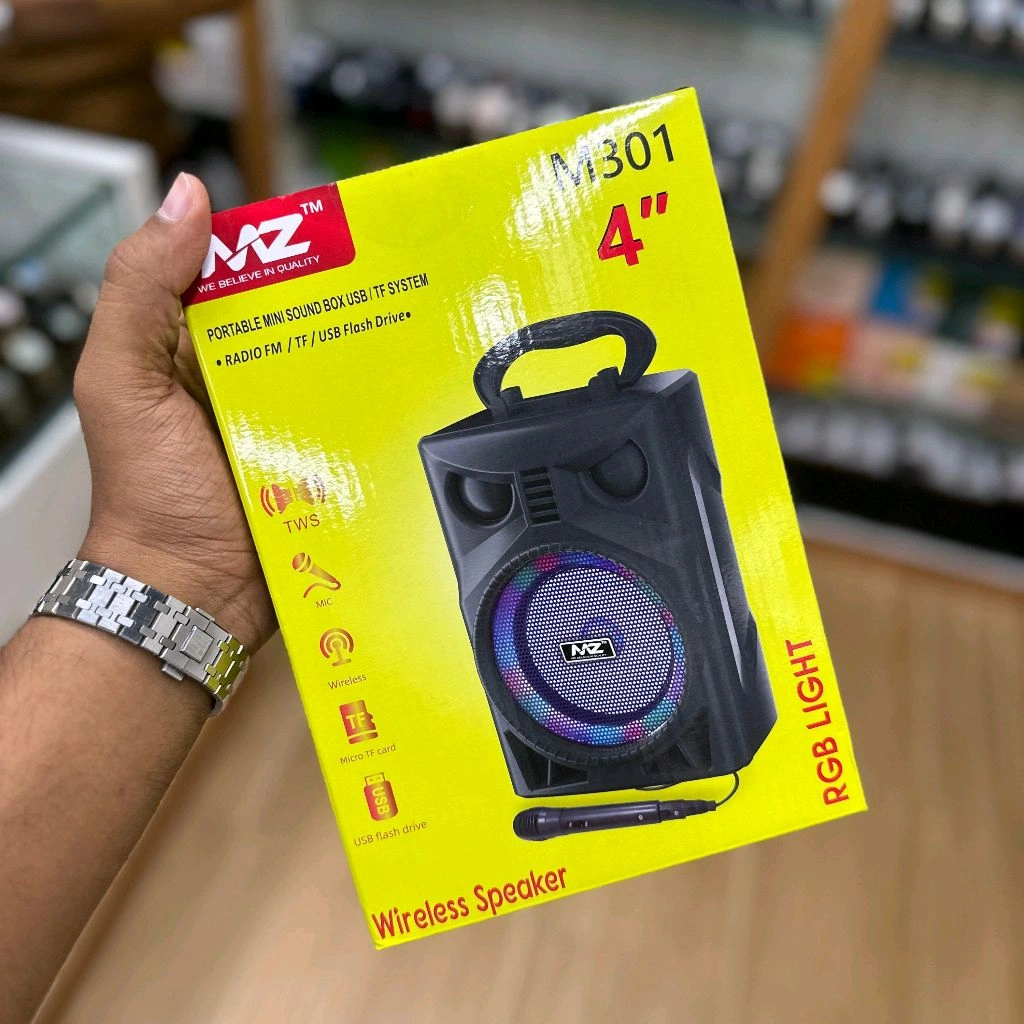 MZ M301 (PORTABLE KAROAKE SPEAKER) Dynamic Thunder Sound With Karaoke Mic 10 W Bluetooth Party ...