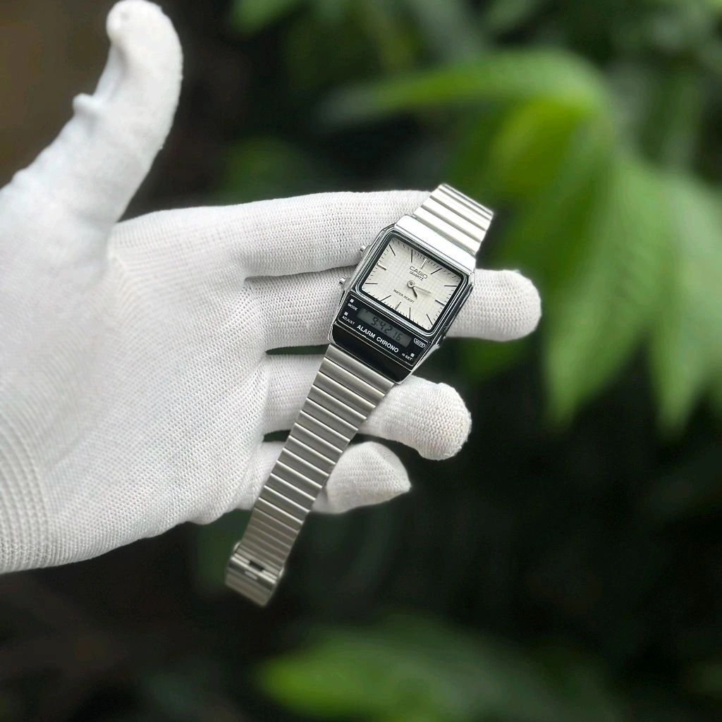 Analog and Digital Watch Dual Time Alarm Gold Men's Quartz Watch AQ ...