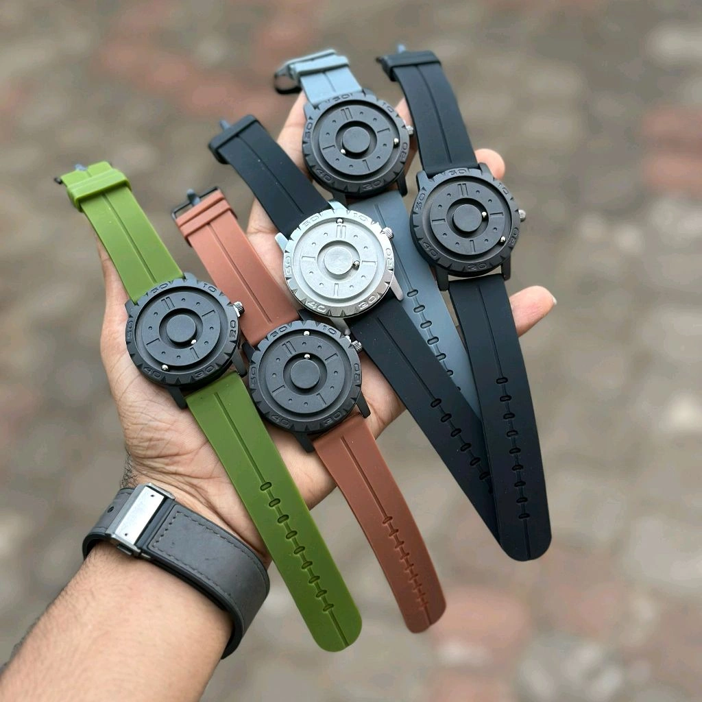Minimalist Magnetic Ball Watch – Modern Design Watch, Rubber Strap ...
