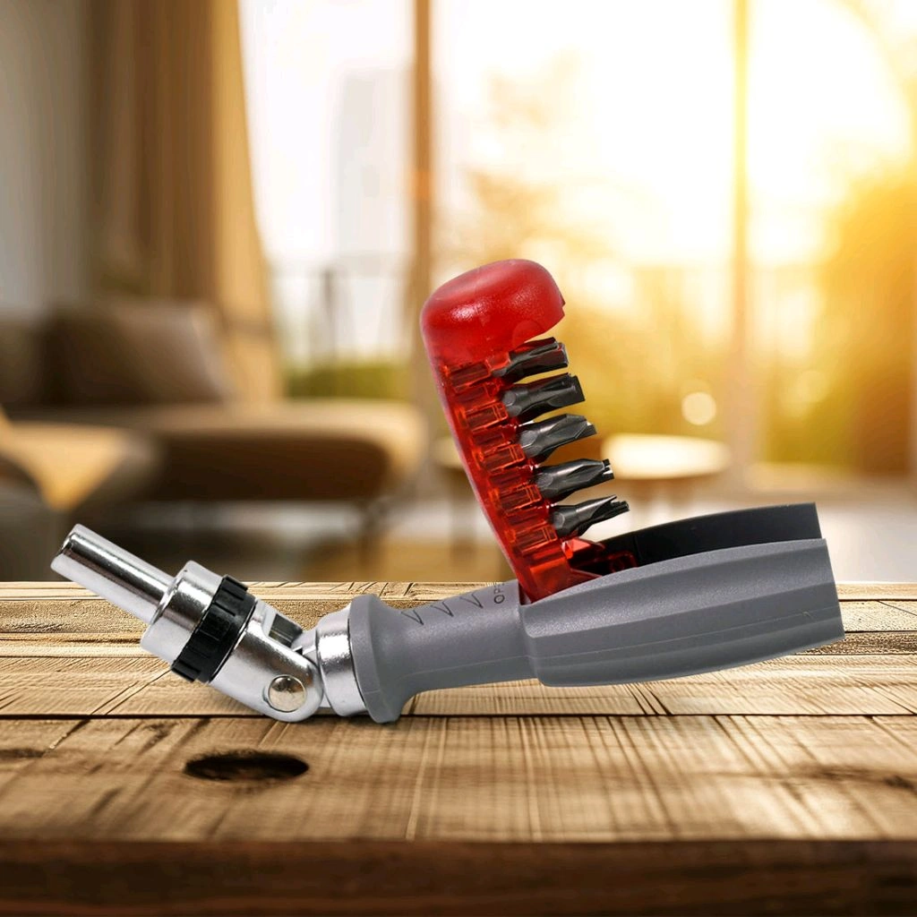 Multi Bits Ratchet Screwdriver Set, Adjustable Angle Two-Way Ratcheting ...