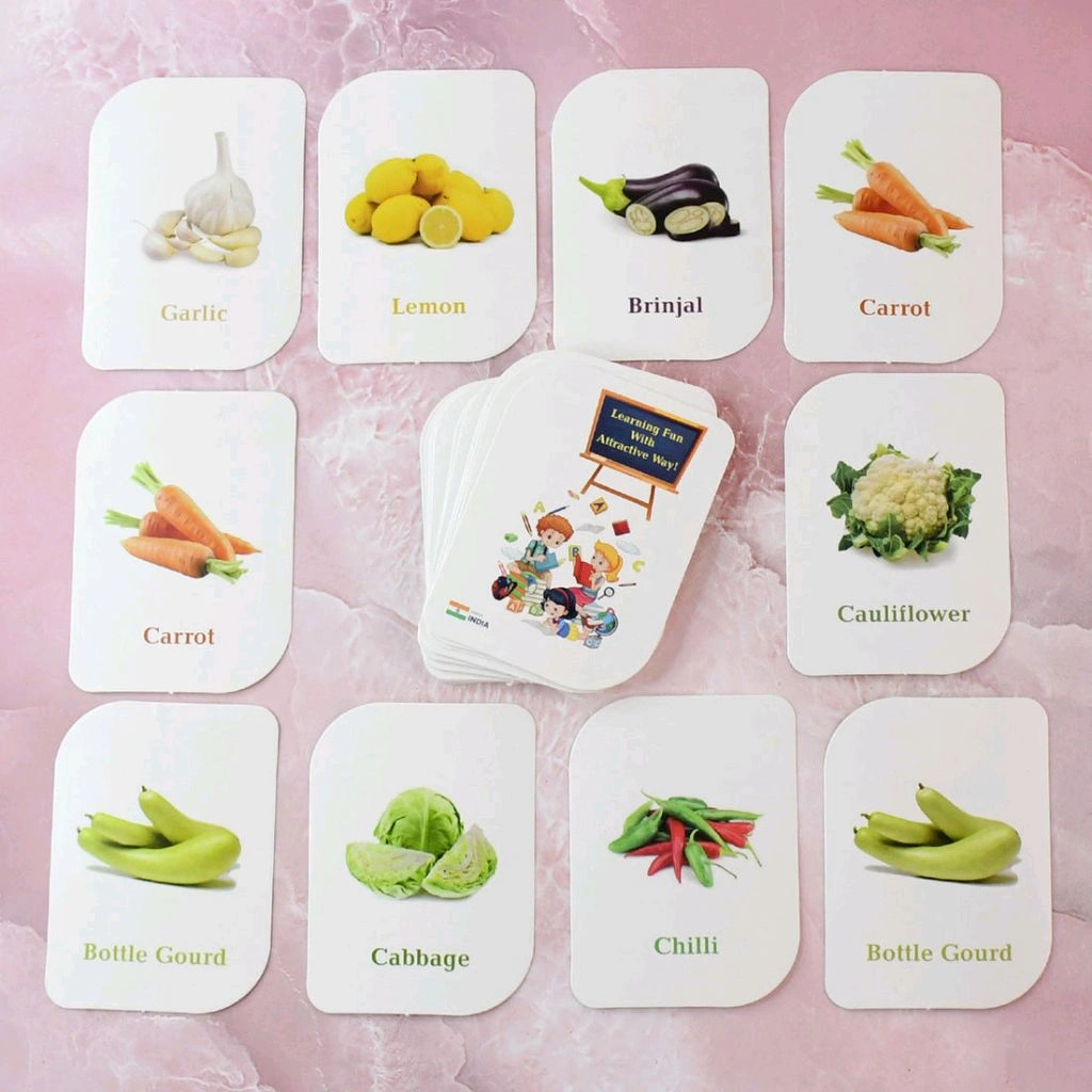 Kidkraft 32-Piece Educational Vegetable Flash Cards Set for Toddlers ...
