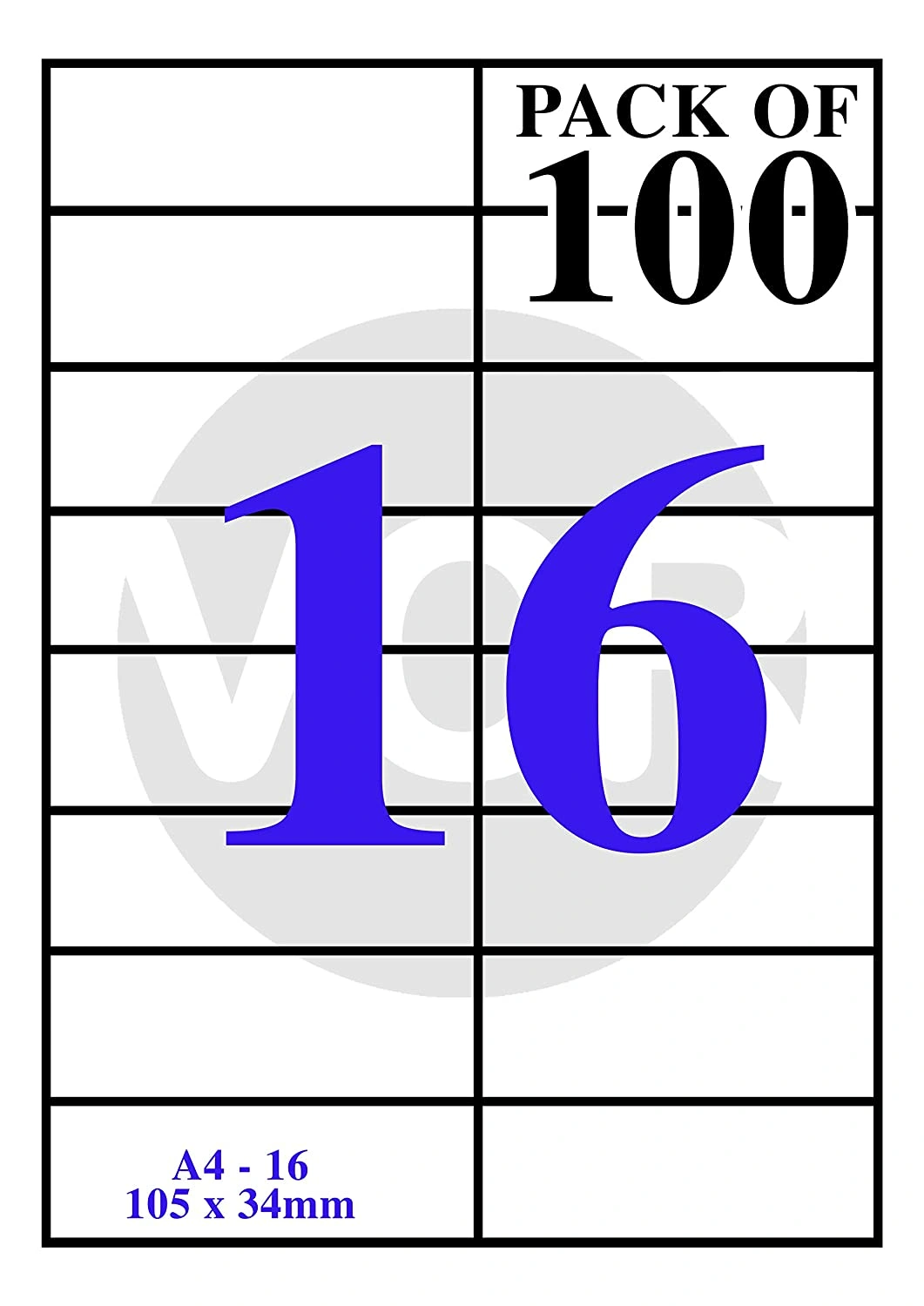 Desmat A4 Sticker Label Sheet Pack- A4ST-16- 100 Sheets