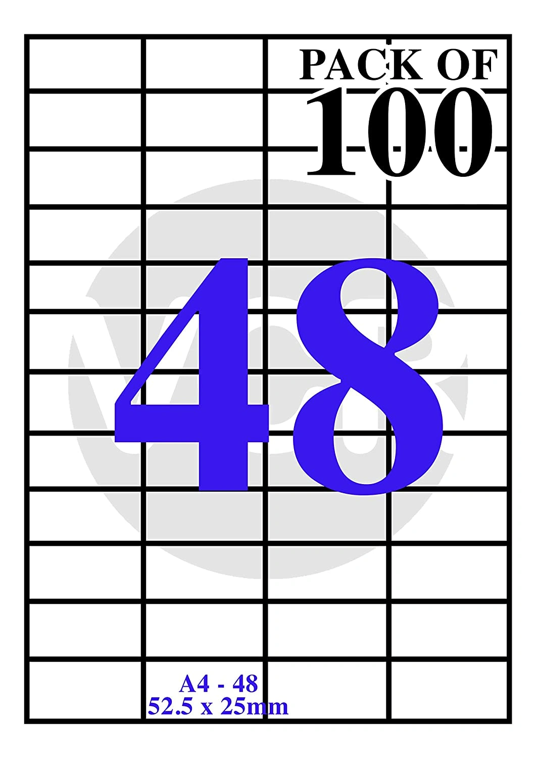 Desmat A4 Sticker Label Sheet Pack- A4ST-48- 100 Sheets