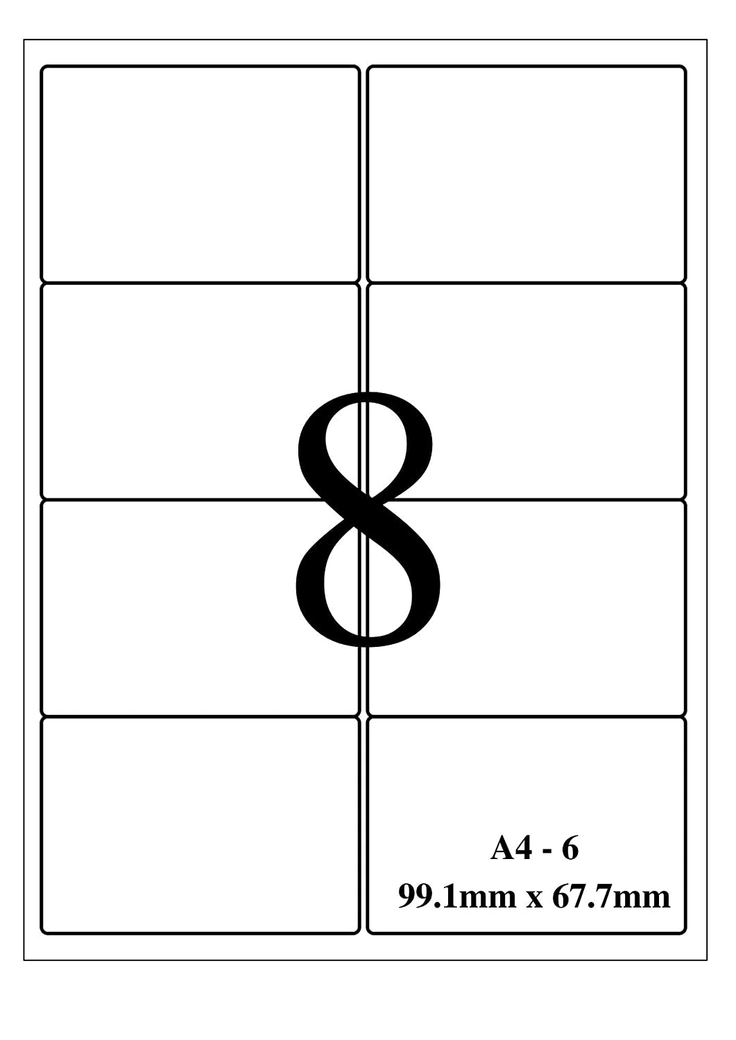 Desmat A4 Sticker Label Sheet Pack- A4ST-8- 100 Sheets