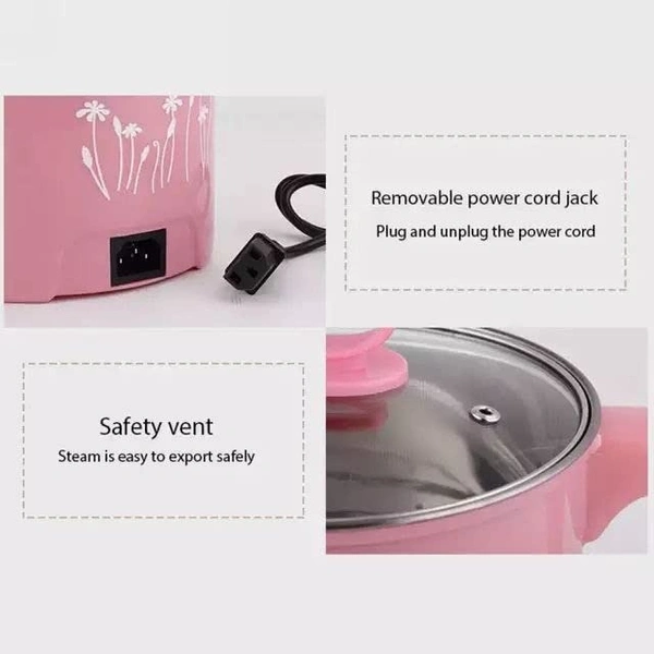 Electric 1.8 Litre Mini Cooker Kettle with Glass Lid Base Concealed ...