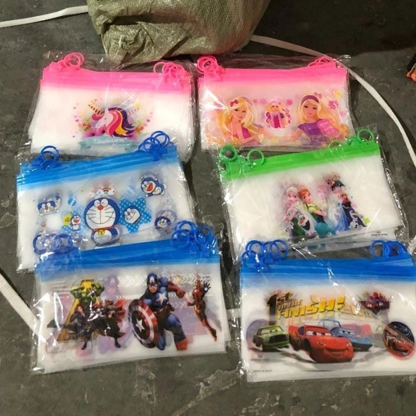 Plastic Cartoon Stationery Zip Pouch For Pen Pencil & Multi Utility ...