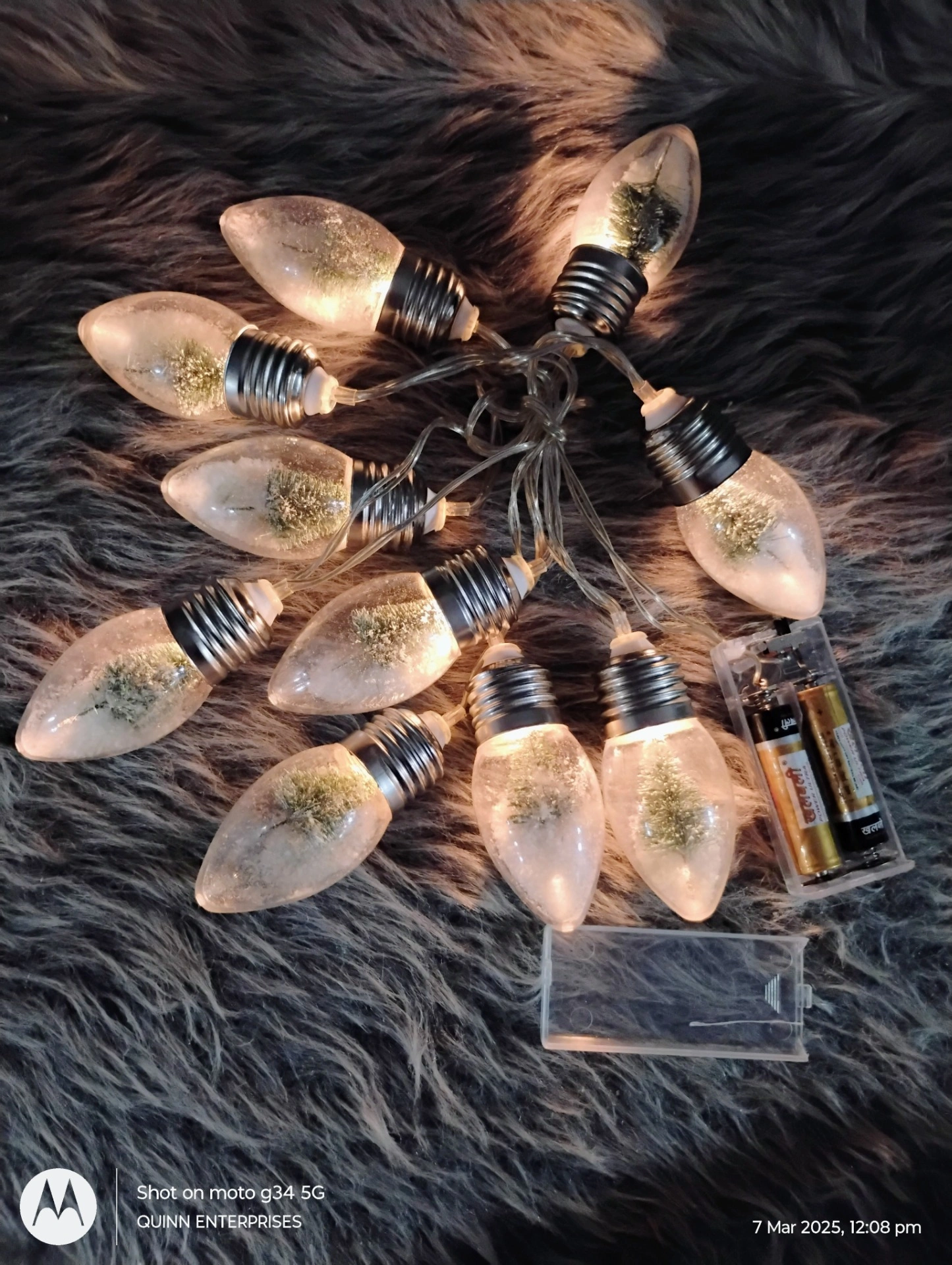 Christmas Tree Snow Globe String Lights, 10 LED Clear Bulbs Christmas ...