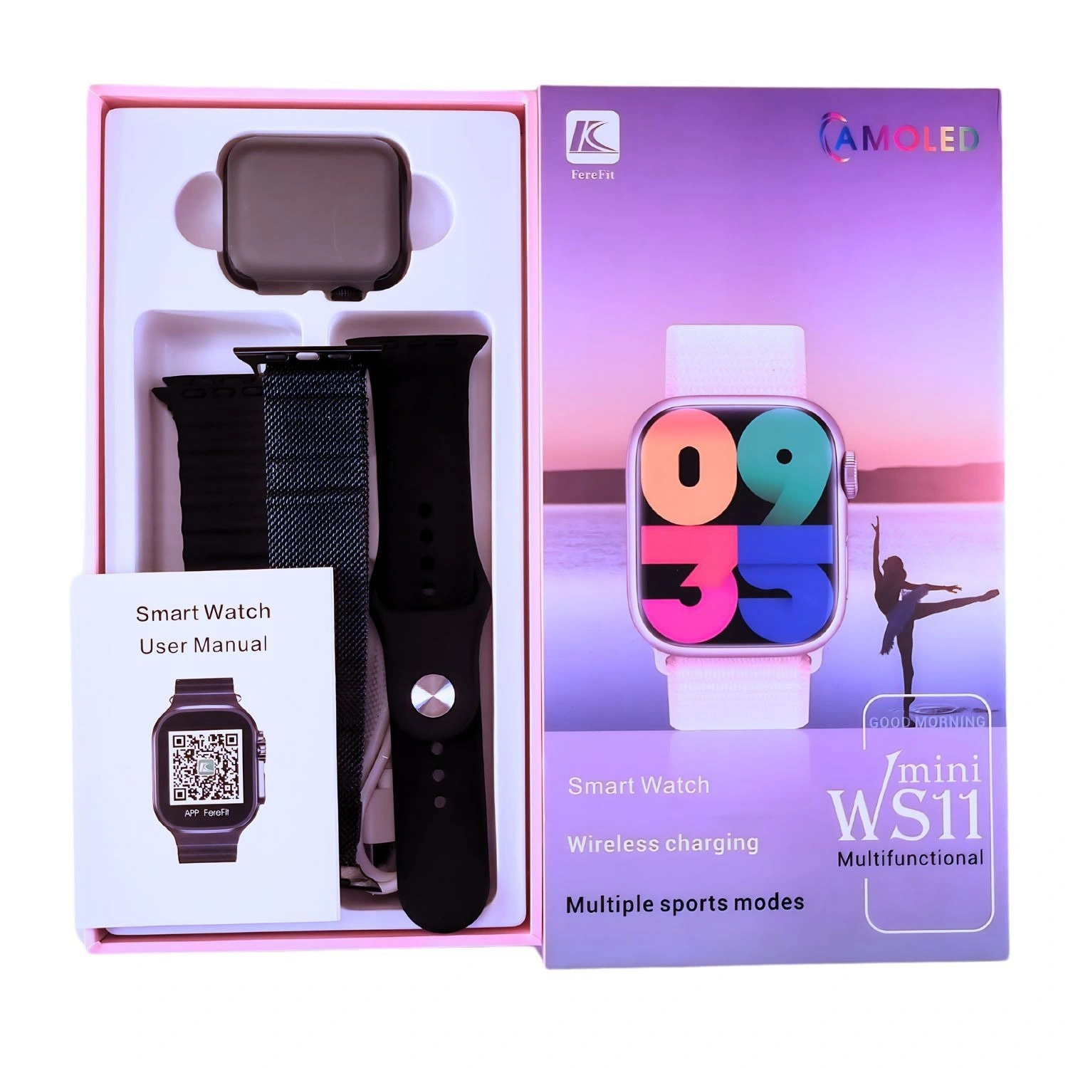 Smartwatch WS11 Mini with AMOLED Screen and 3 Luxury Straps - Stylish ...