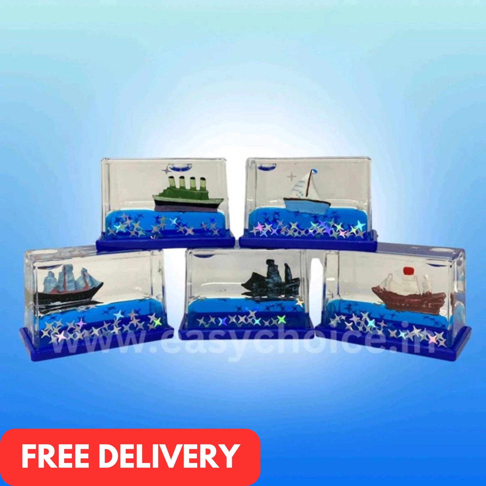 Trending Cute Wavy Mini Ships With Shining Glitters (5×3.3cms)