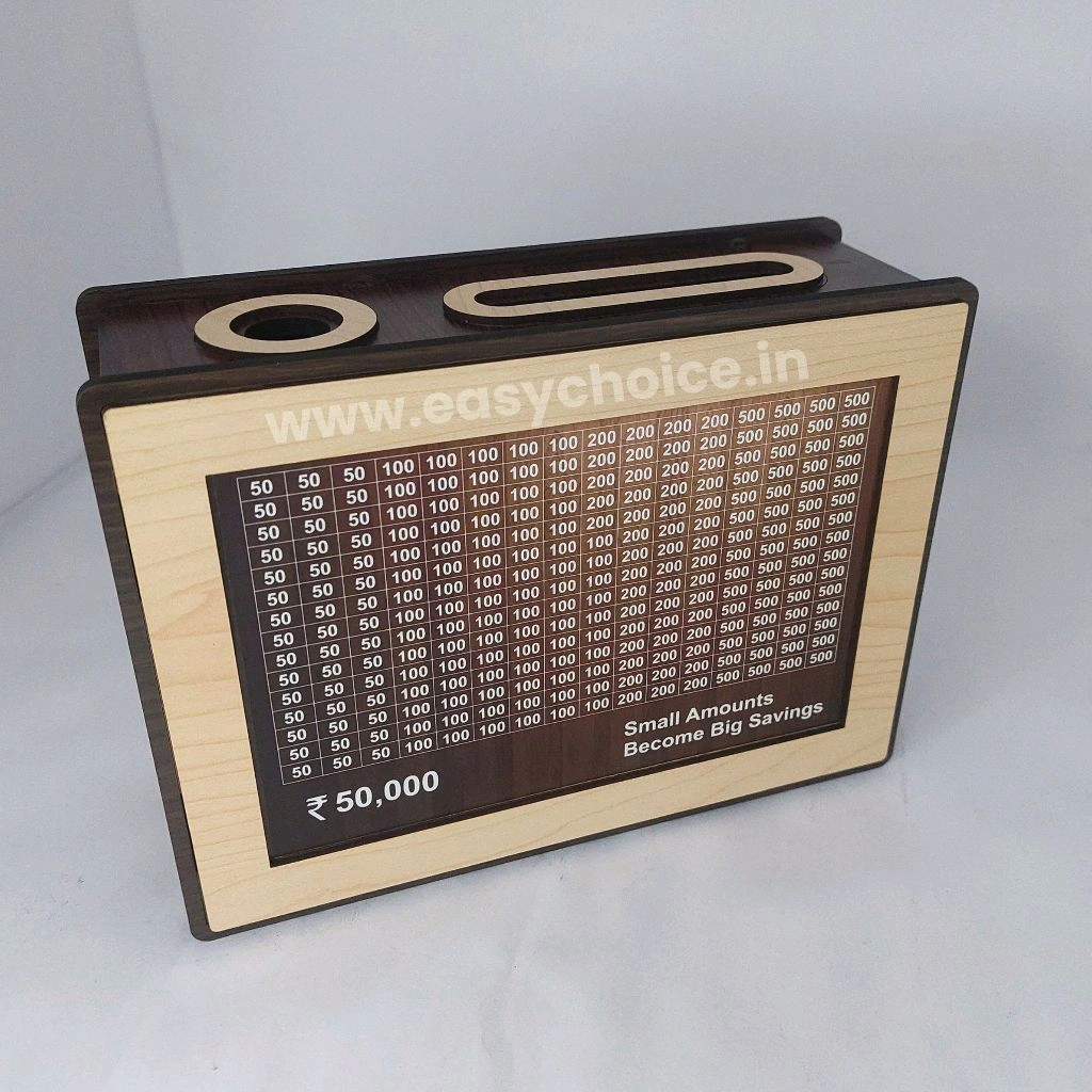 Big Sized High Quality Wooden 50K Money Saving Motivational Piggy Bank ...