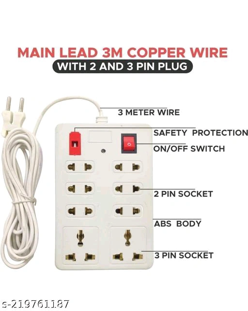 Extension Board 8+1 Mini Power Strip Extension Cord/Board with Switch ...