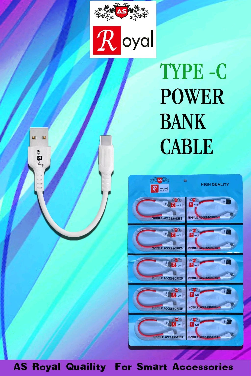 AS Royal Usb To Type C Power Bank Cable (10Pcs Pecking)