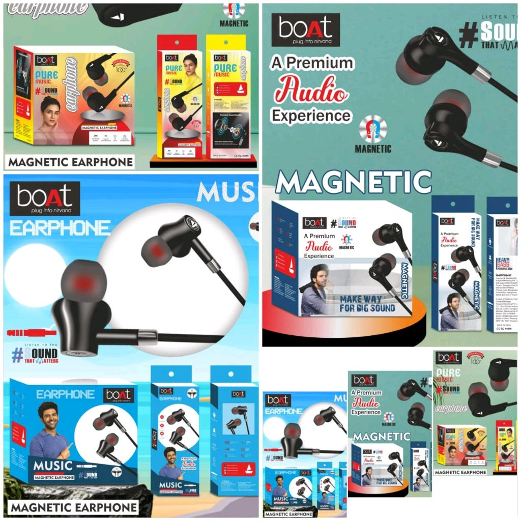 Boat New 3.5mm Audio Jack Megnet Metal Ear Box Pecking Earphone