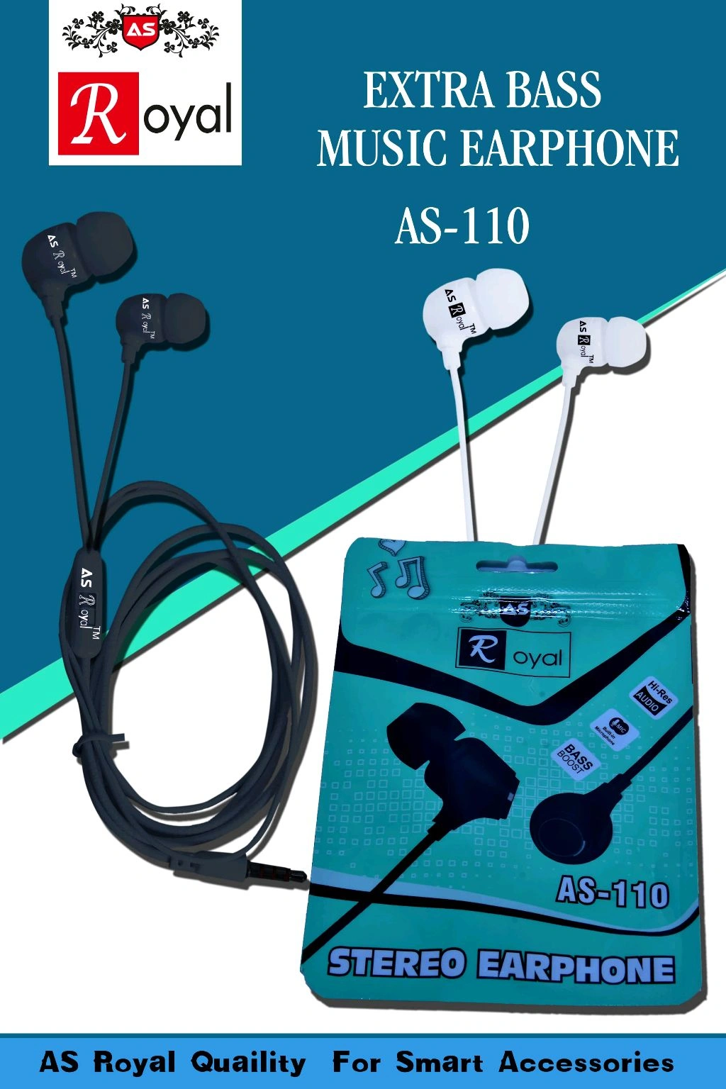 Royal As-110 Extra Baas Stereo Earphone