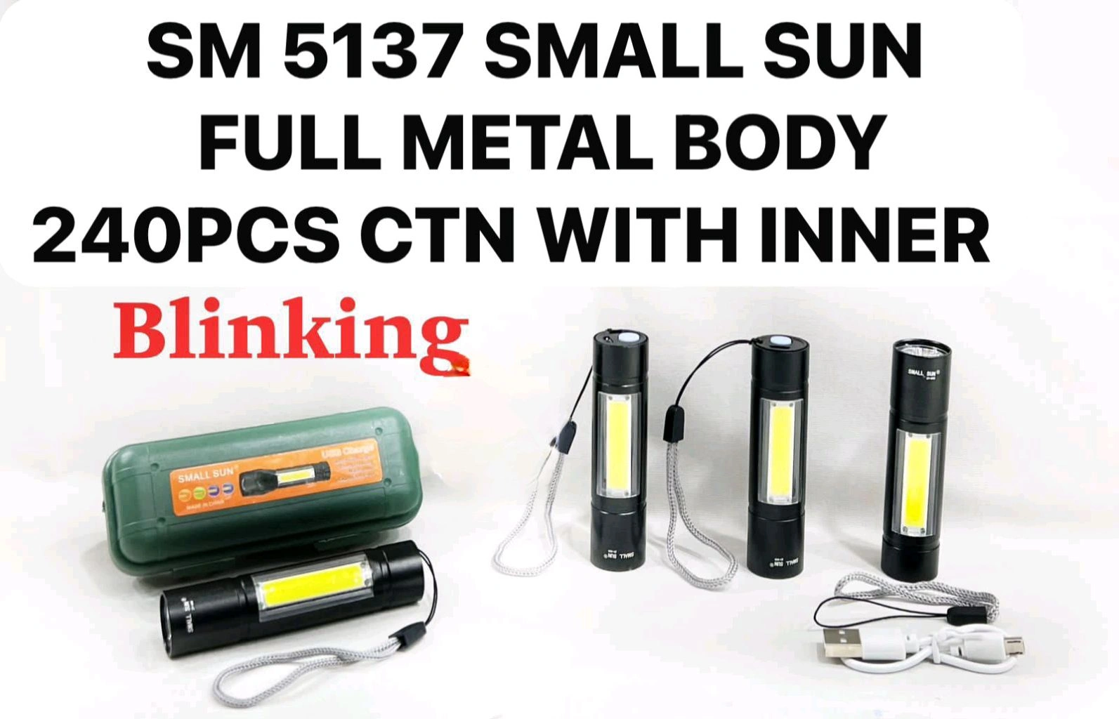 Small Sun Full Metal Body Blinking Torch