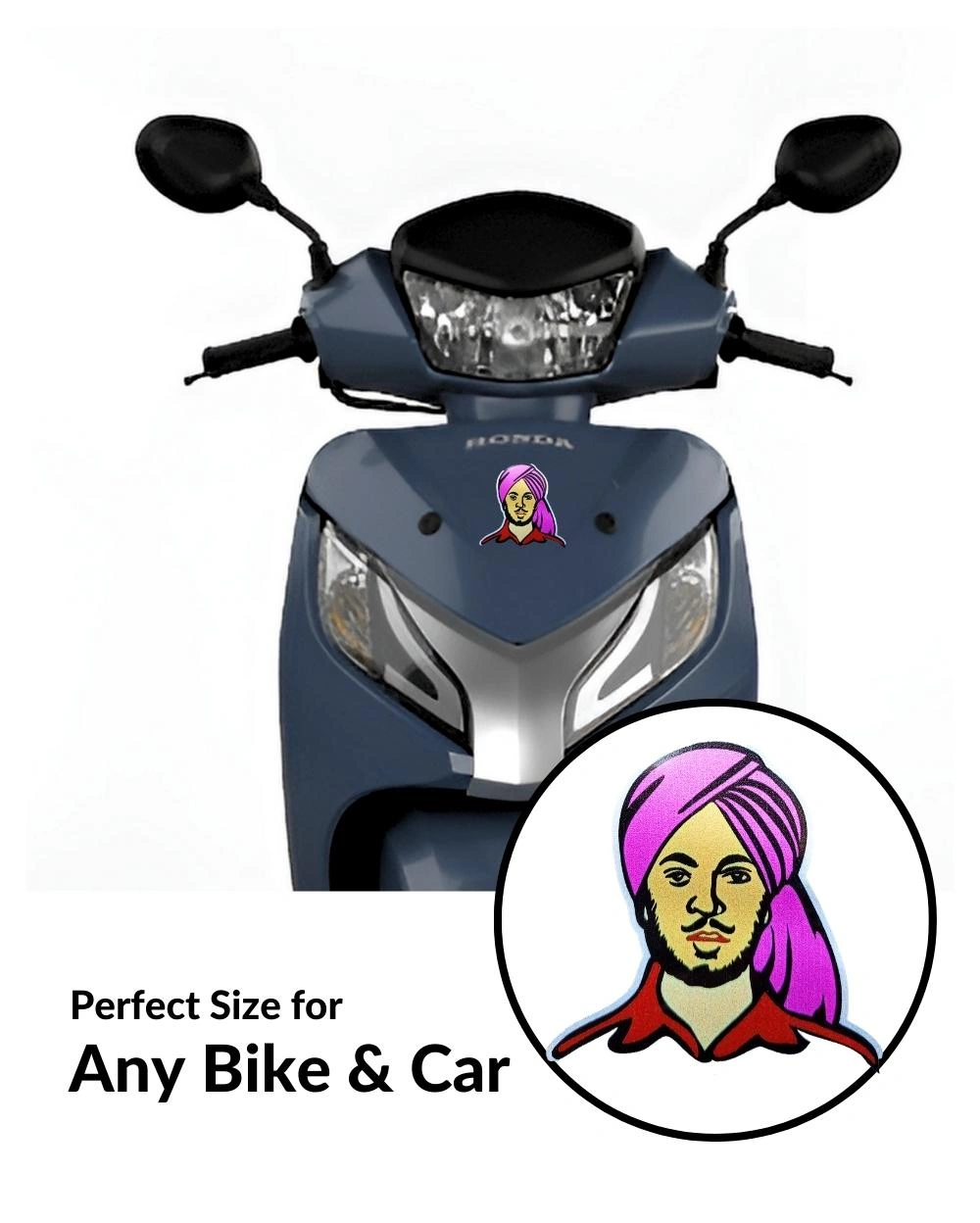 Bhagat Singh Print Vinyl Radium Sticker