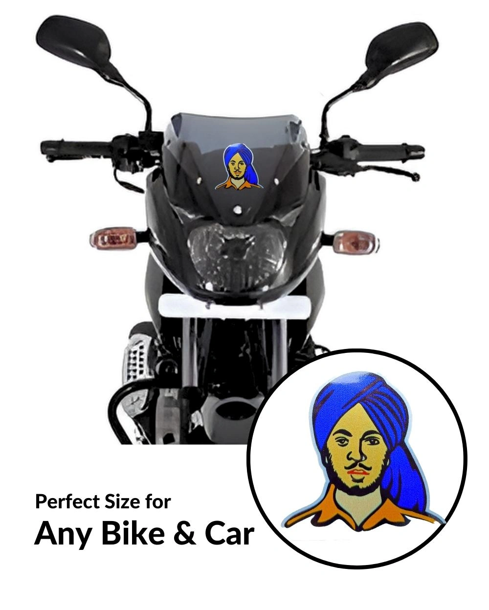 Bhagat Singh Print Vinyl Radium Sticker / Bhole Nath
