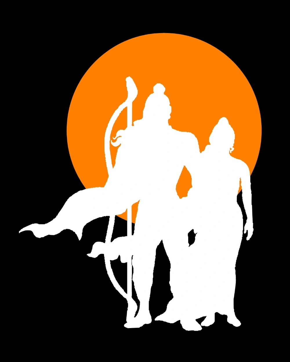 Lord Rama & Mata Sita Creative Vinyl Radium Sticker ( Orange - White ...
