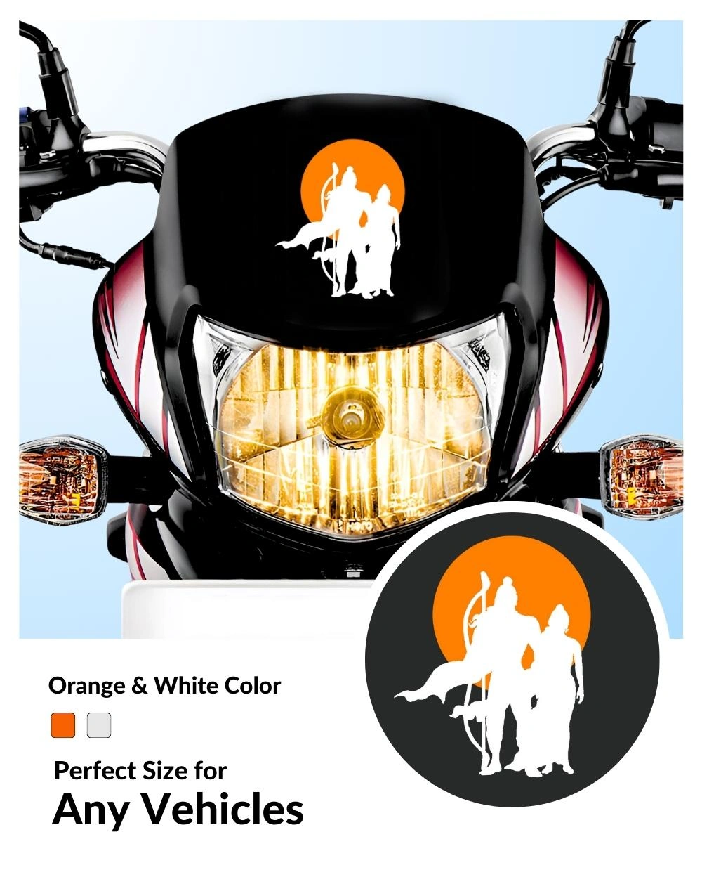 Lord Rama & Mata Sita Creative Vinyl Radium Sticker ( Orange - White ...