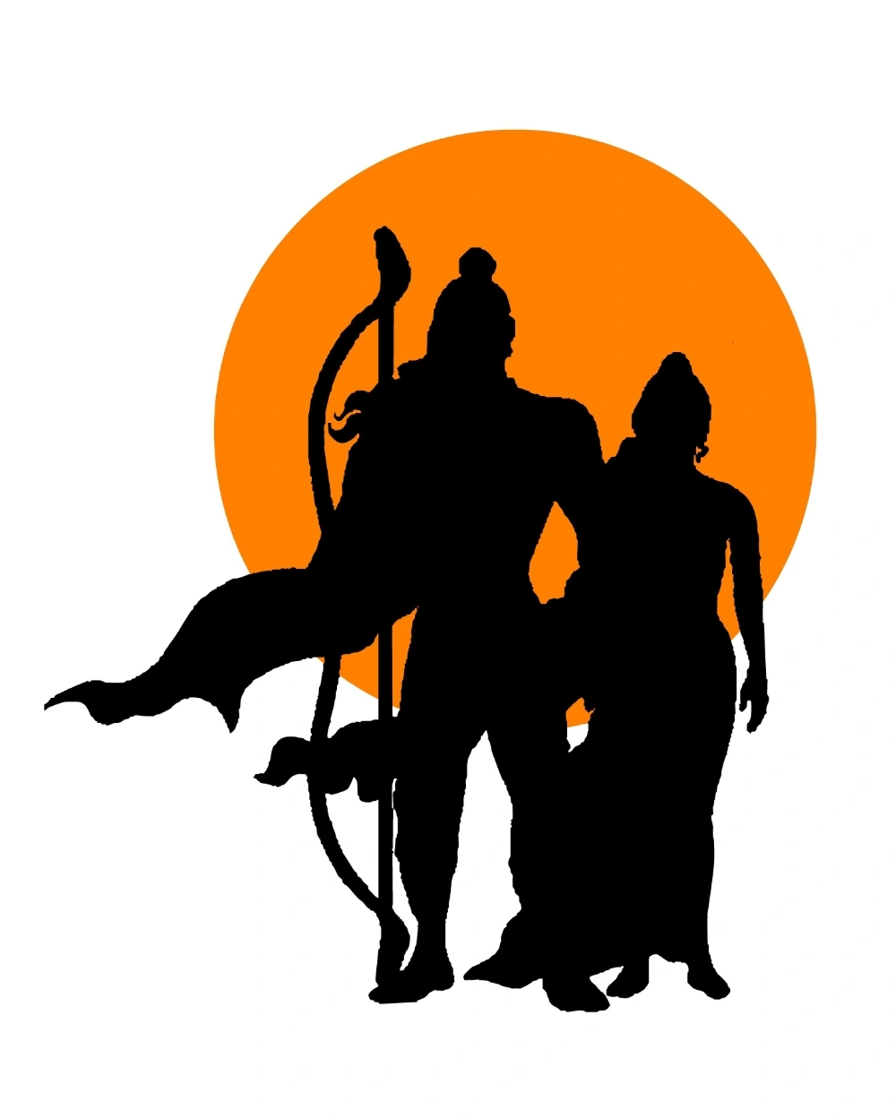 Lord Rama & Mata Sita Creative Vinyl Radium Sticker ( Orange - Black ...