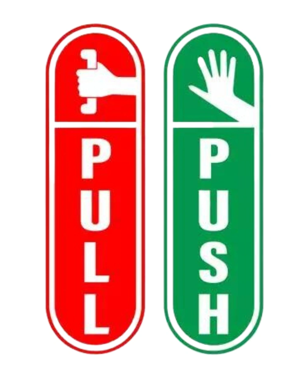 Push & Pull Creative Stylish Vinyl Radium Sticker with White Background