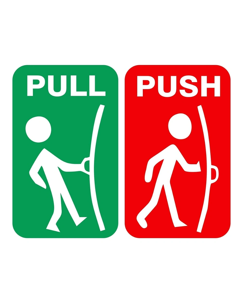 Push & Pull Creative Stylish Vinyl Radium Sticker with White Background