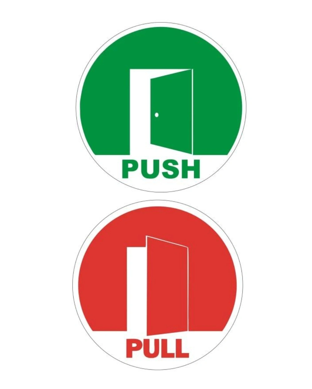 Push & Pull Creative Stylish Vinyl Radium Sticker with White Background