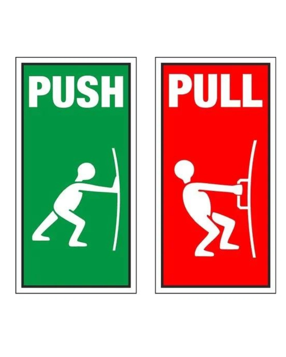 Push & Pull Creative Stylish Vinyl Radium Sticker with White Background