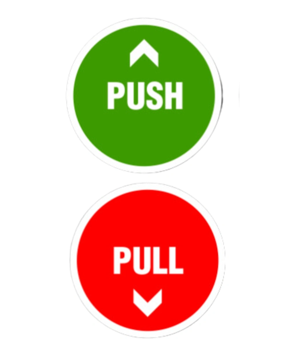Push & Pull Creative Stylish Vinyl Radium Sticker with White Background