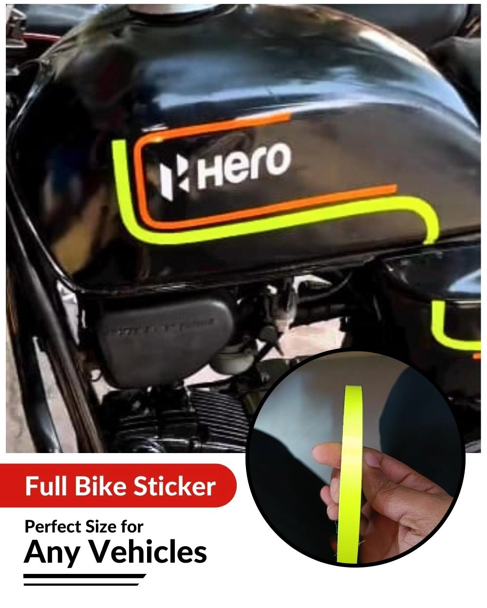 Splendor Complete Modification Creative Vinyl Radium Sticker ( Orange ...