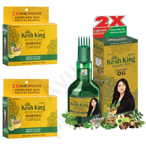 Kesh King Combo Capsules + Oil (60 Capsules + 100 ml oil) - Ayush Pharmacy