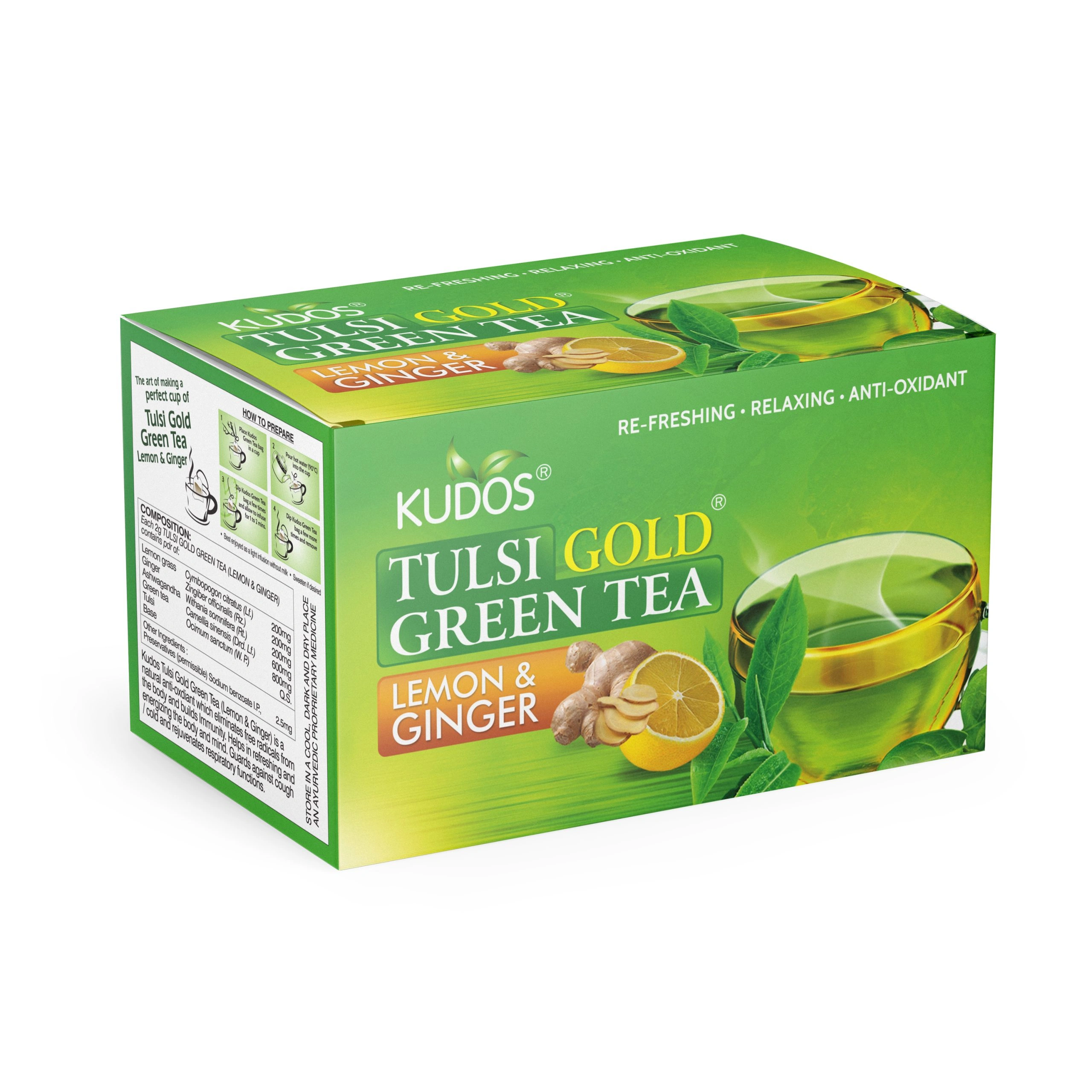 Kudos Tulsi Gold Green Tea (2g x 25 Bags) - Buy at Ayush Pharmacy ...