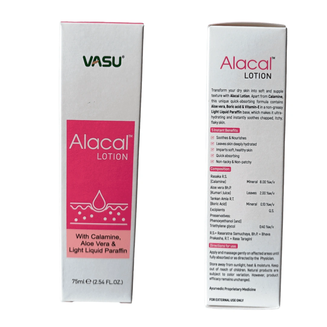 Vasu Alacal Calamine with Aloe Vera & Light Liquid Paraffin Lotion (75ml)