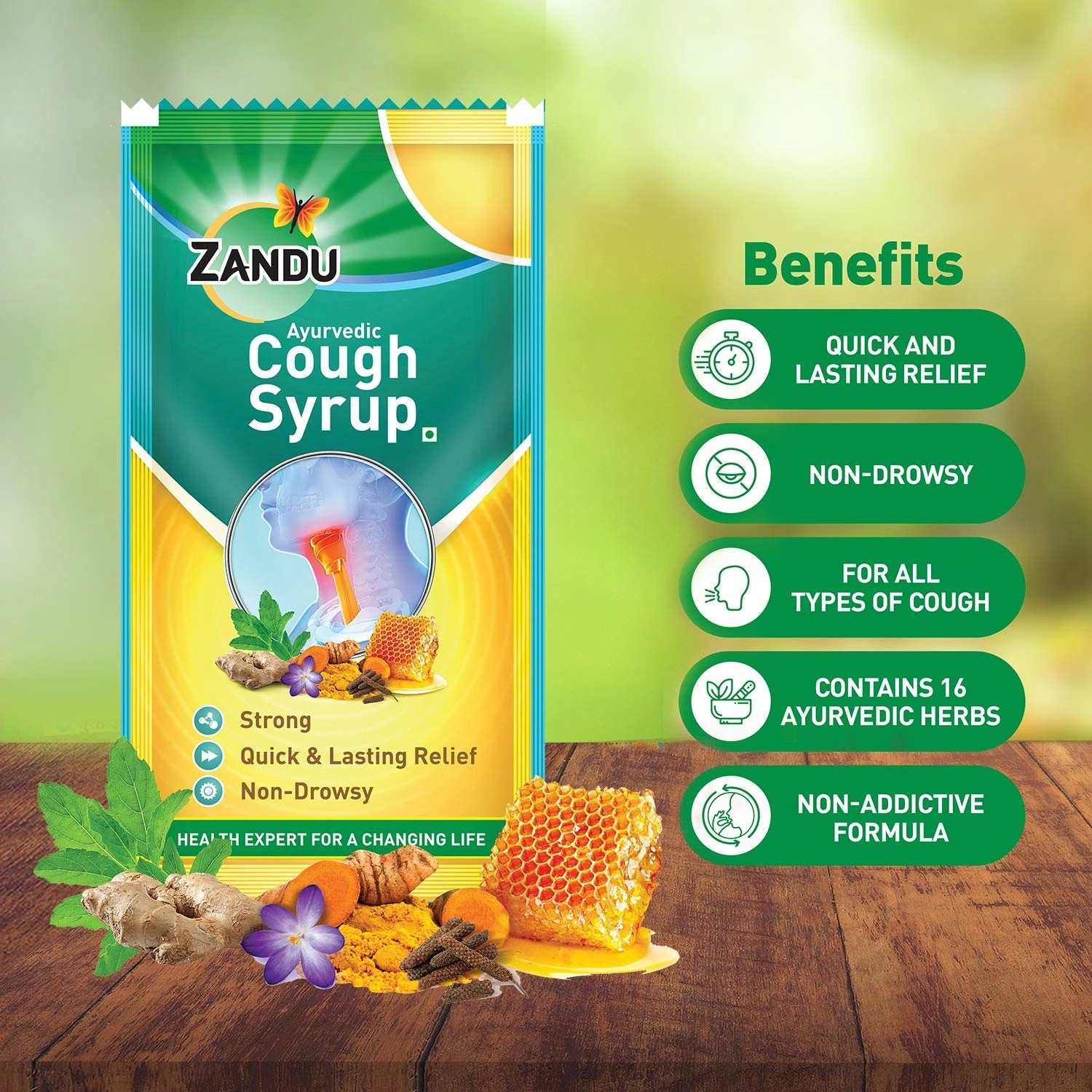Zandu Ayurvedic Cough Syrup Fast & Long-Lasting Relief (36Sachet)