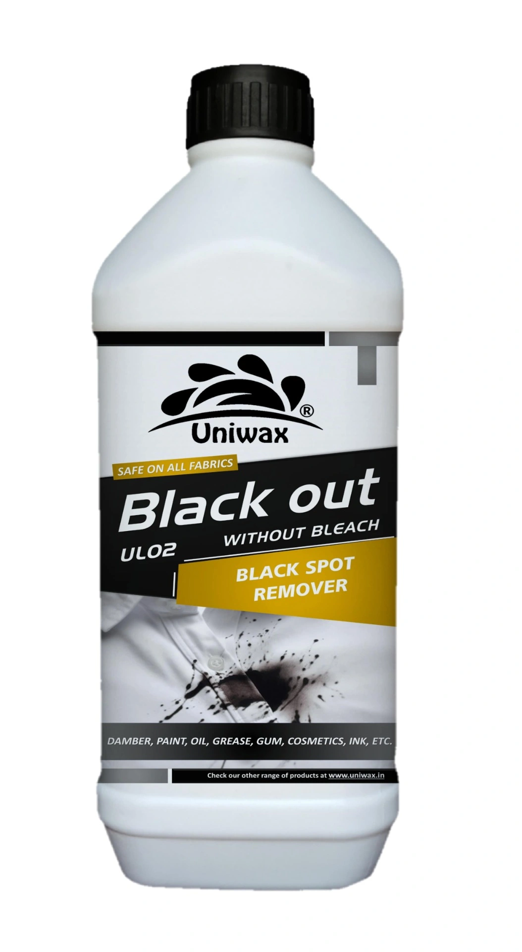 Black out- black stain remover DAMBER, PAINT, OIL, GREASE, GUM ...