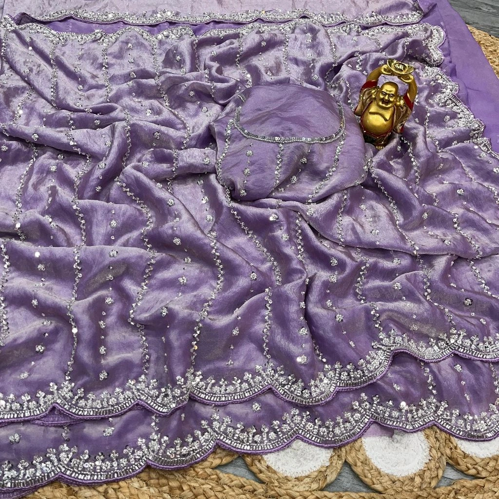 Bollywood trending Heavy Hand work space silk saree