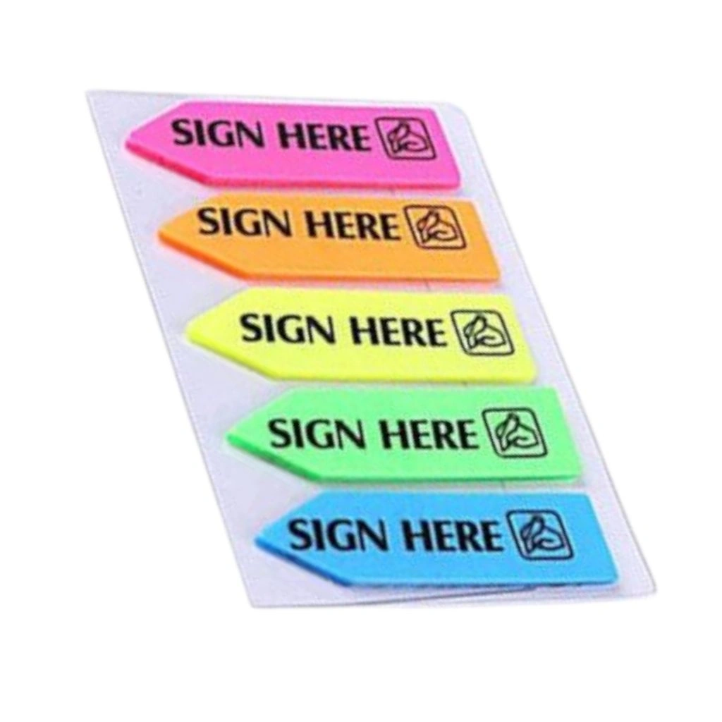 Chrome Sticky Note Sign Here Flag Neon Colours