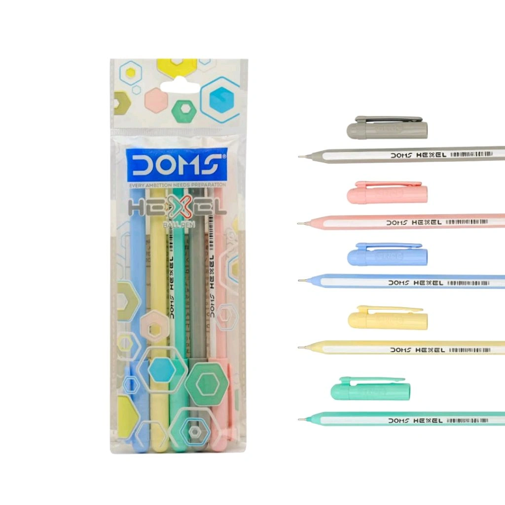 DOMS HEXAL Ball pen Set Of 5 Pcs (Blue)