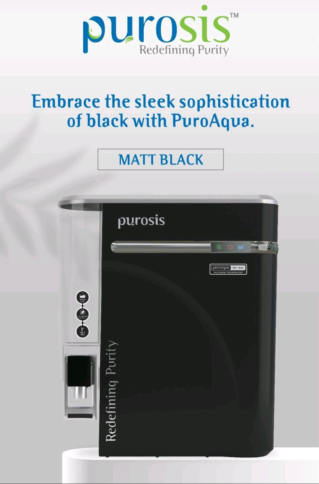 PUROSIS BLACK RO UV TDS WATER PURIFIER READY SYSTEM