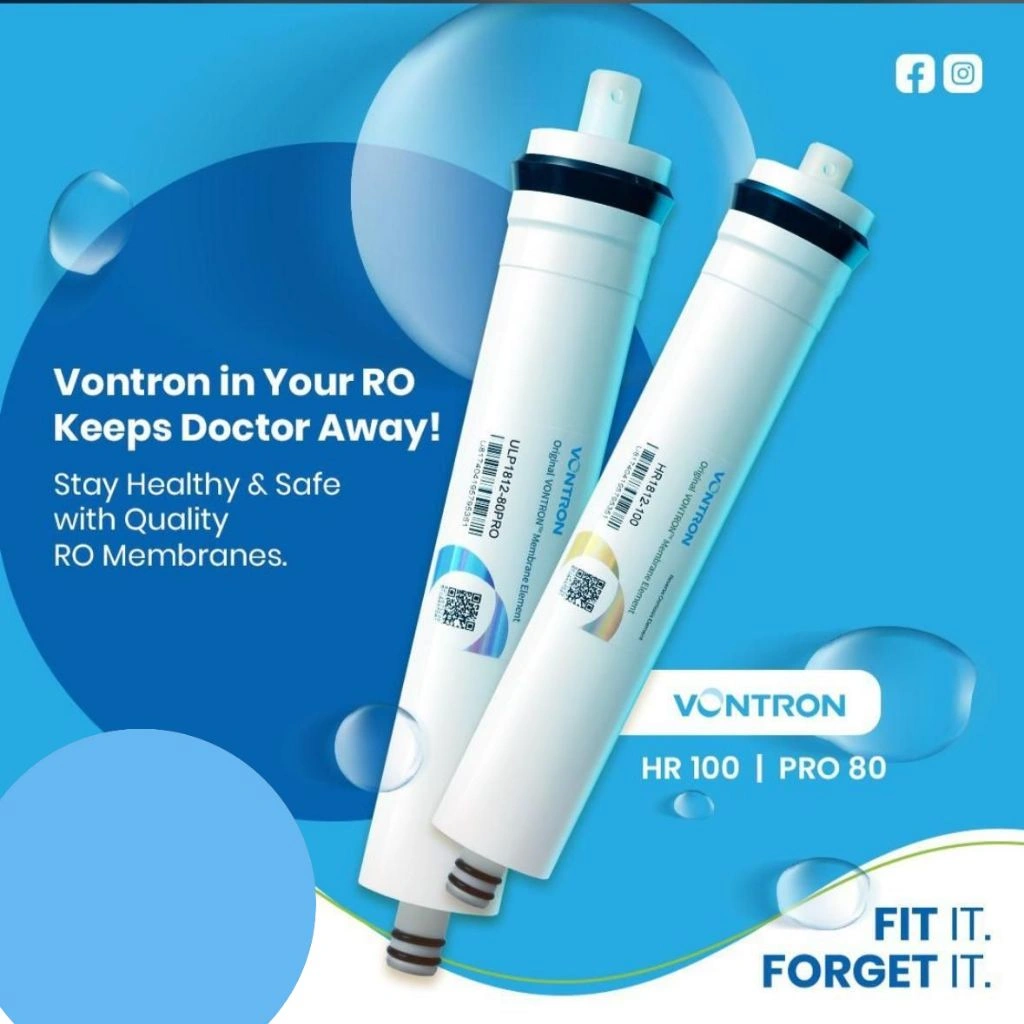 Vontron RO Membrane HR 100 | PRO 80 – Hi-Flow RO Filter Membrane (Works ...
