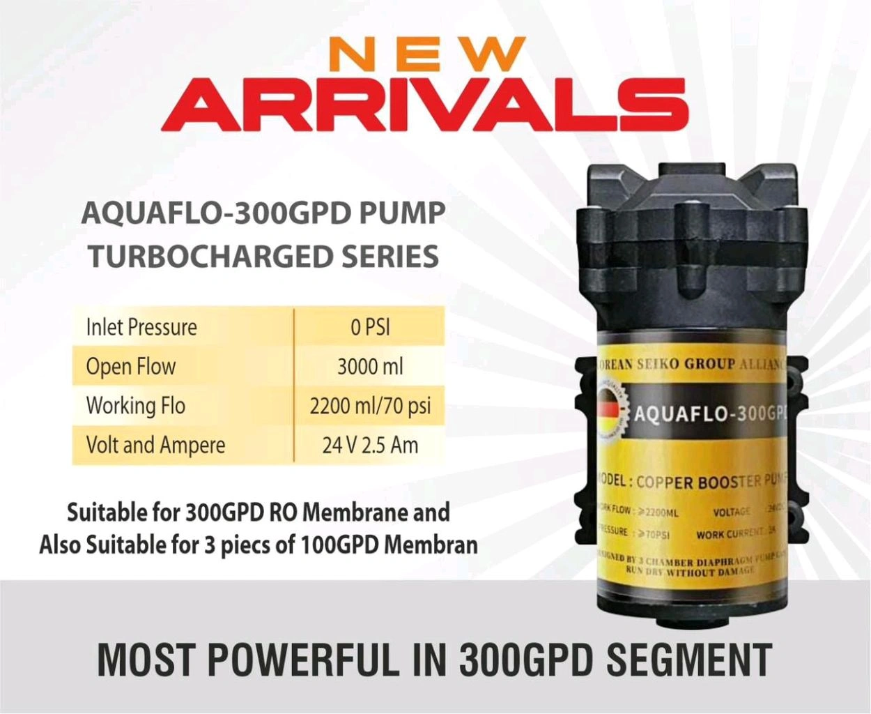 AQUAFLO TURBO 300 GPD PUMP | IMPORTED |100% COPPER