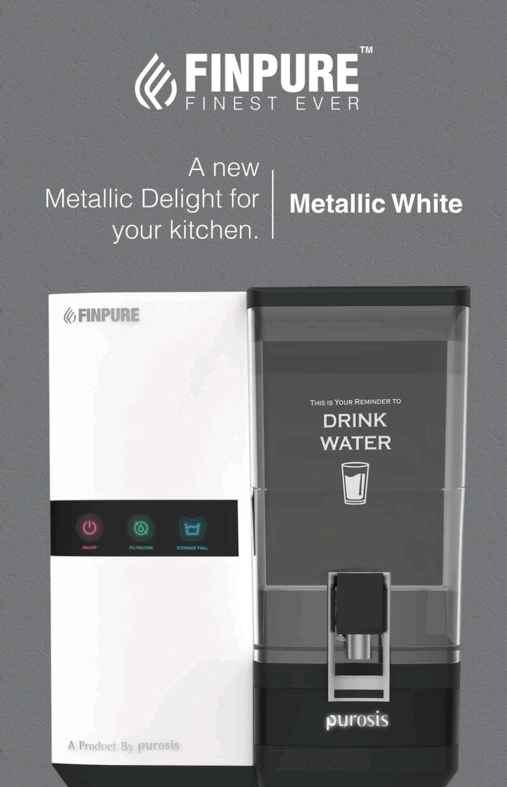 FINPURE METALIC WHITE RO UV TDS WATER PURIFIER | SUITABLE FOR ALL KIND OF WATER | WORKS UPTO ...
