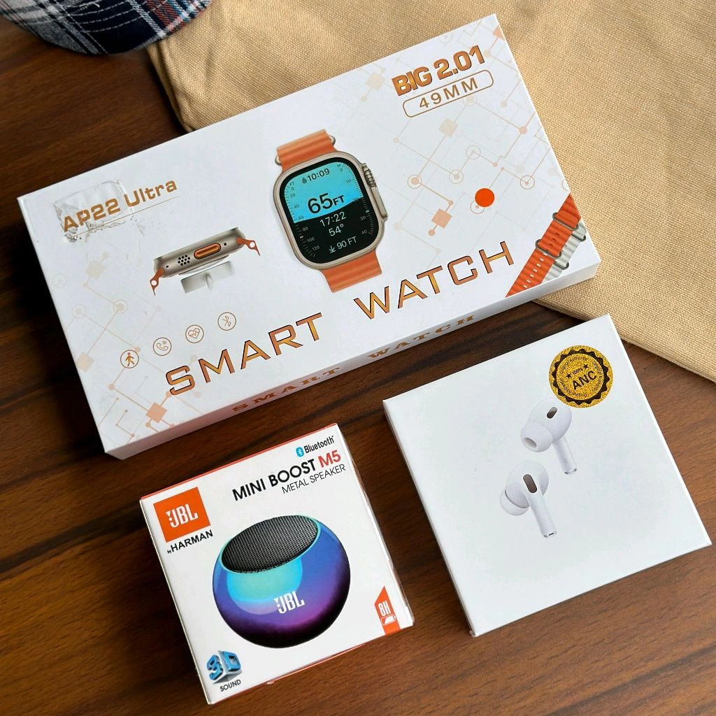Most Awaited Budget Combo | AP22 Ultra Smartwatch, Mini Boots M5 Metal ...