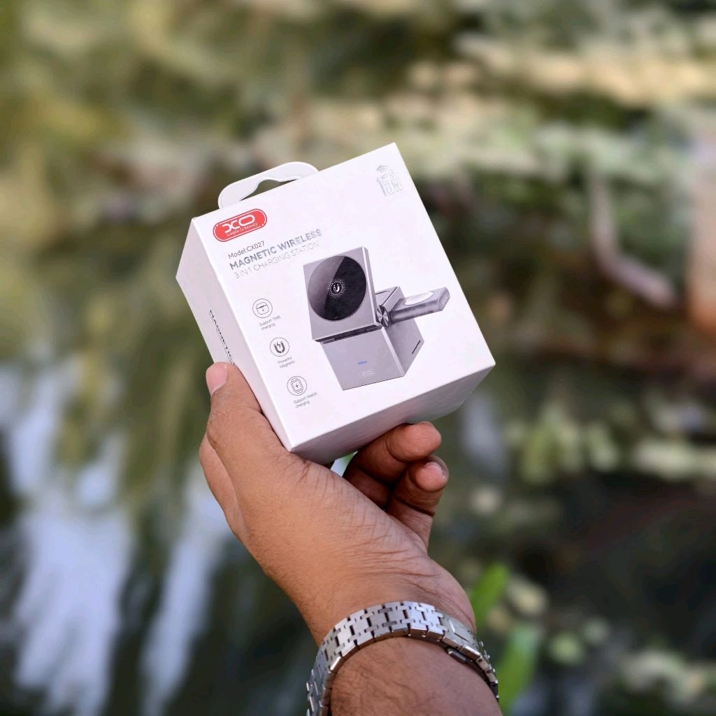 XO 3-in-1 Cube Compatible with MagSafe, 15W Fast Charging Foldable Wireless Charger Station ...