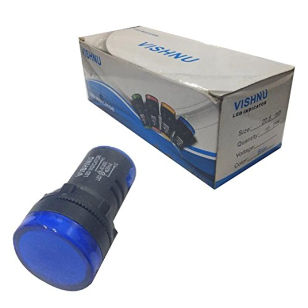 VISHNU 240V LED Panel Indicator (22.5mm, Blue)