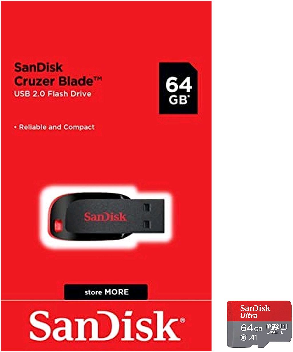 SanDisk 64gb Pendrive Memory Card Combo