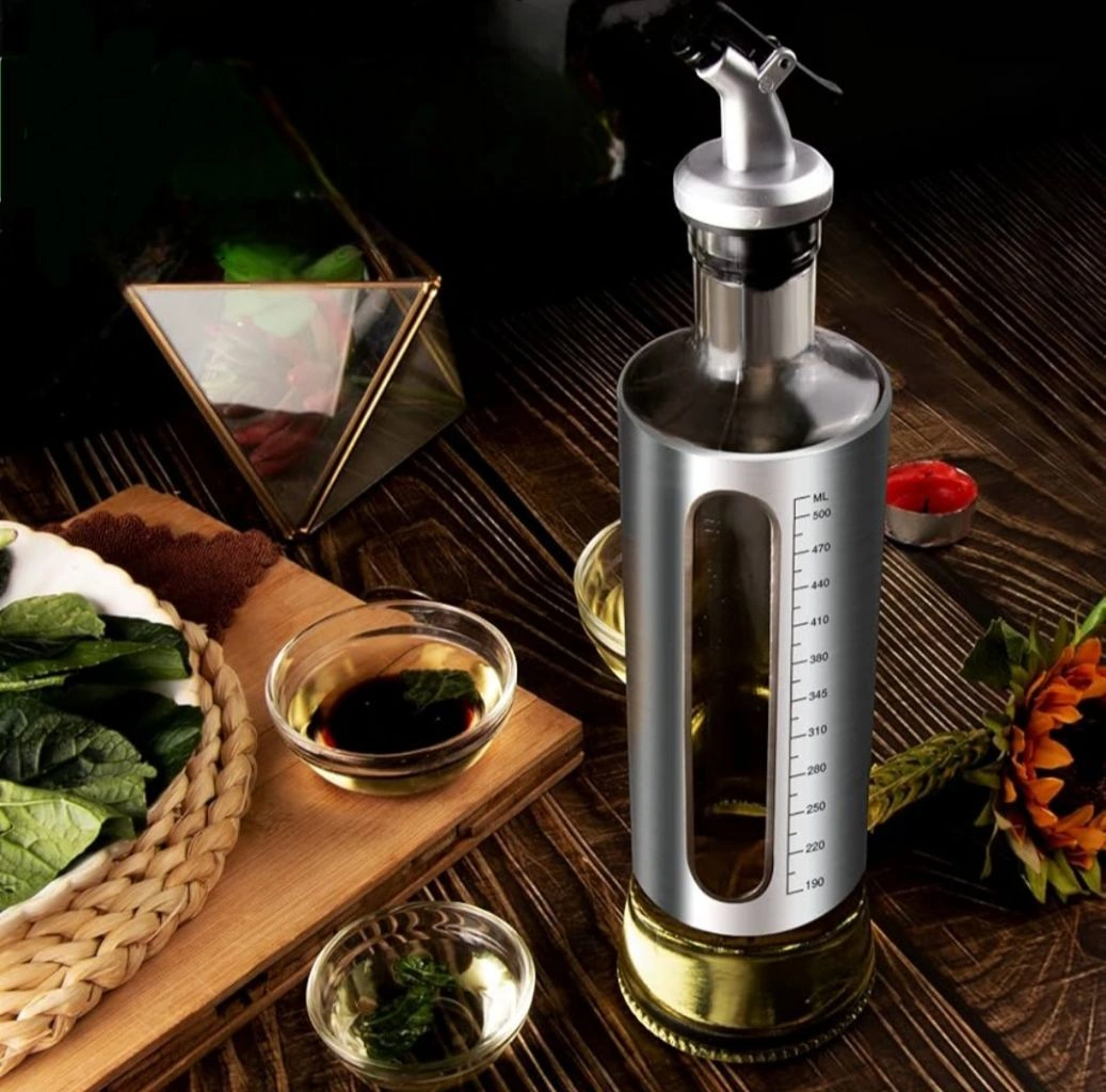 Premium Stainless Steel And Glass Oil Dispenser |500Ml