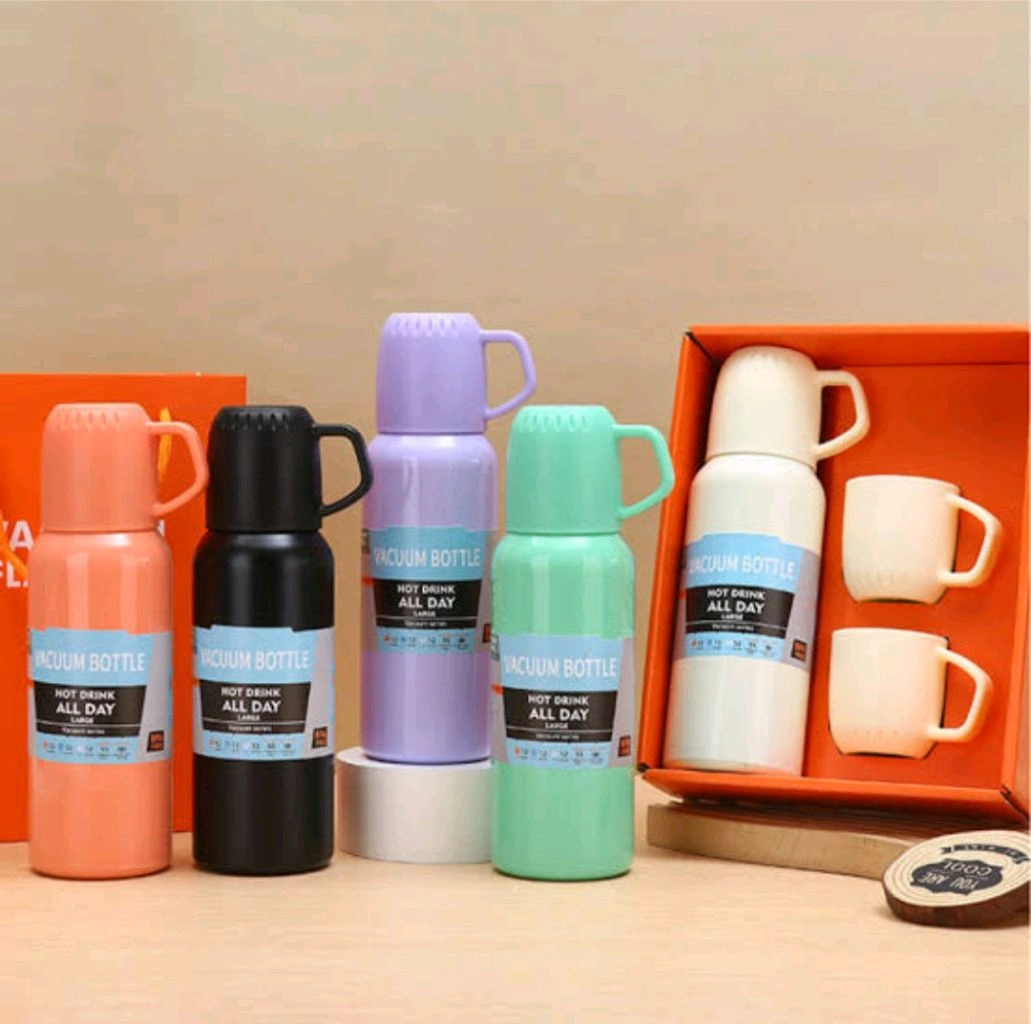 3-in-1 Stainless Steel Vacuum Flask Set – Double Wall Insulated Bottle ...