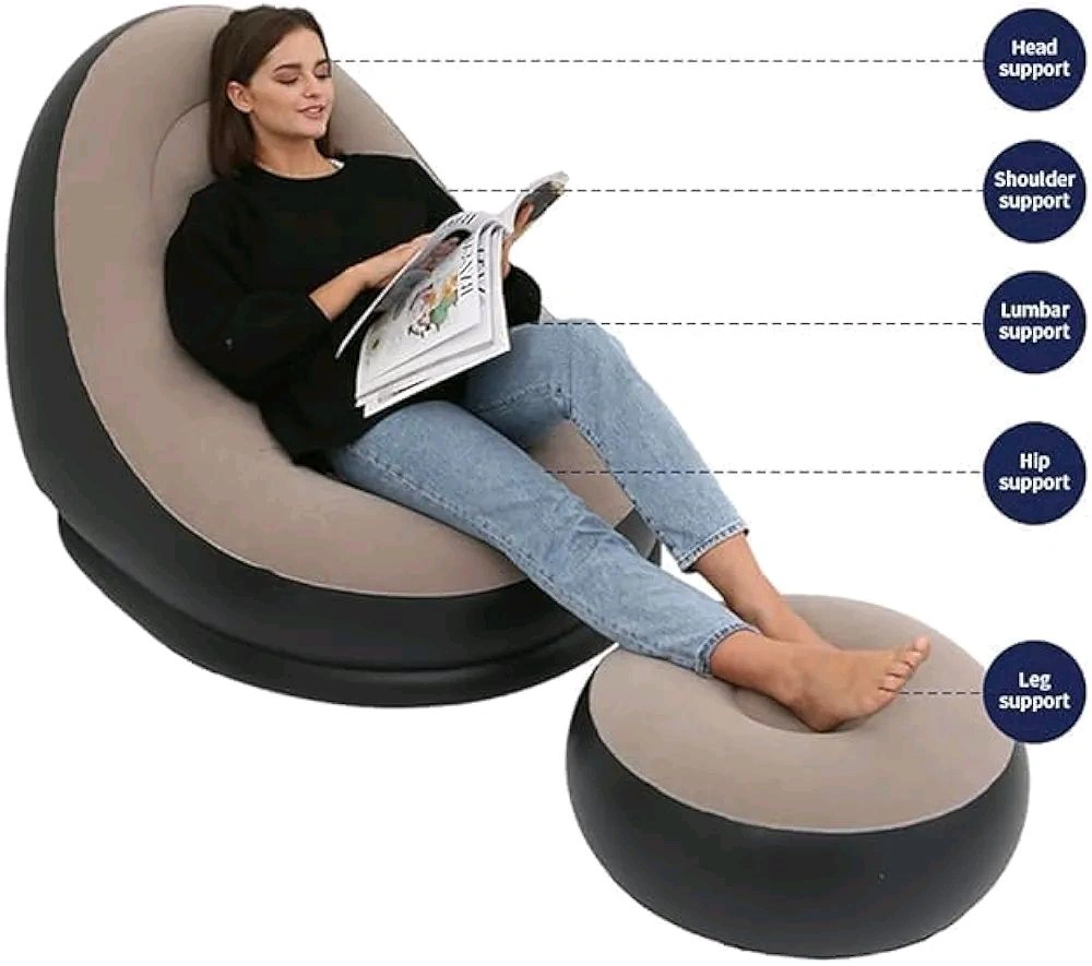 Inflatable Lounge Chair | Portable Air Sofa for Home, Camping, Dorm ...